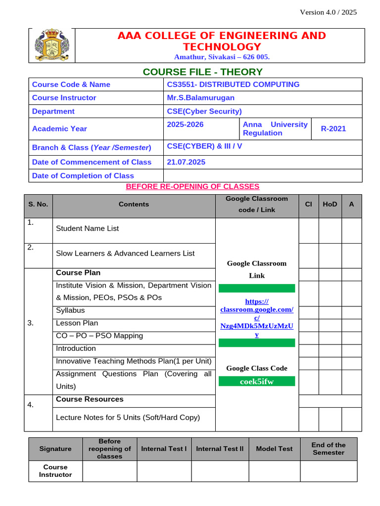 DC Theory Course File Format - 2025 | PDF | Behavior Modification ...
