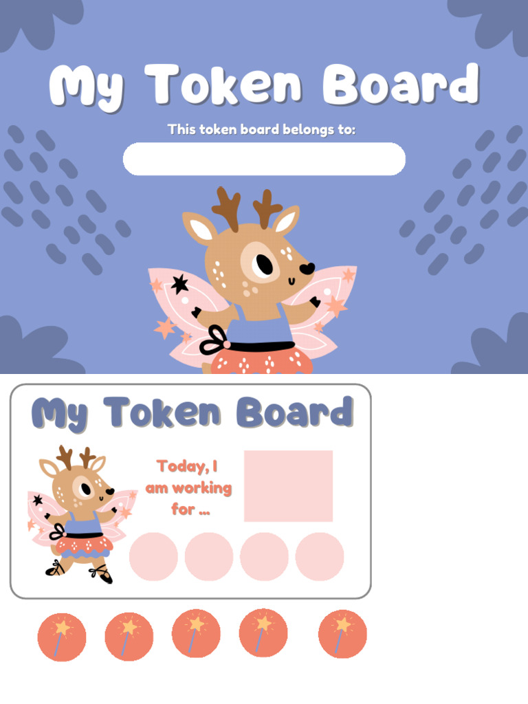 Token Board Economy Chart in Purple and Orange Deer Fairy Cute Style | PDF