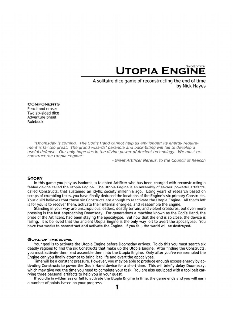 Utopia Engine PNP | PDF