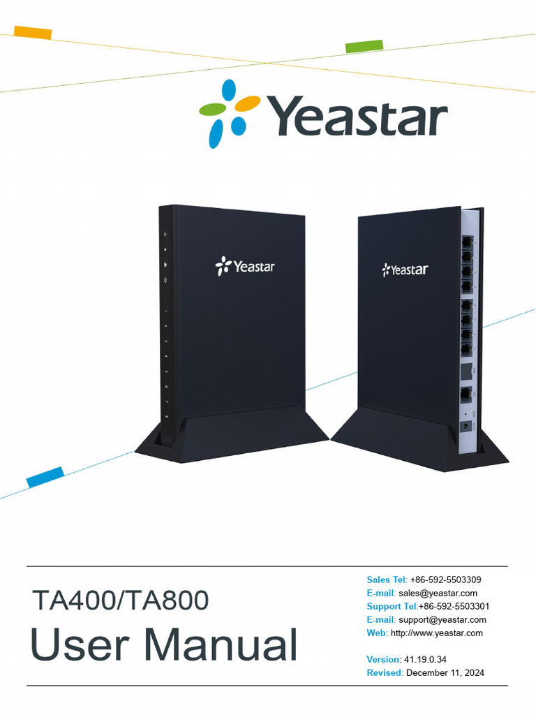 Ta400 Ta800 User Manual en | PDF | Session Initiation Protocol | Ip Address