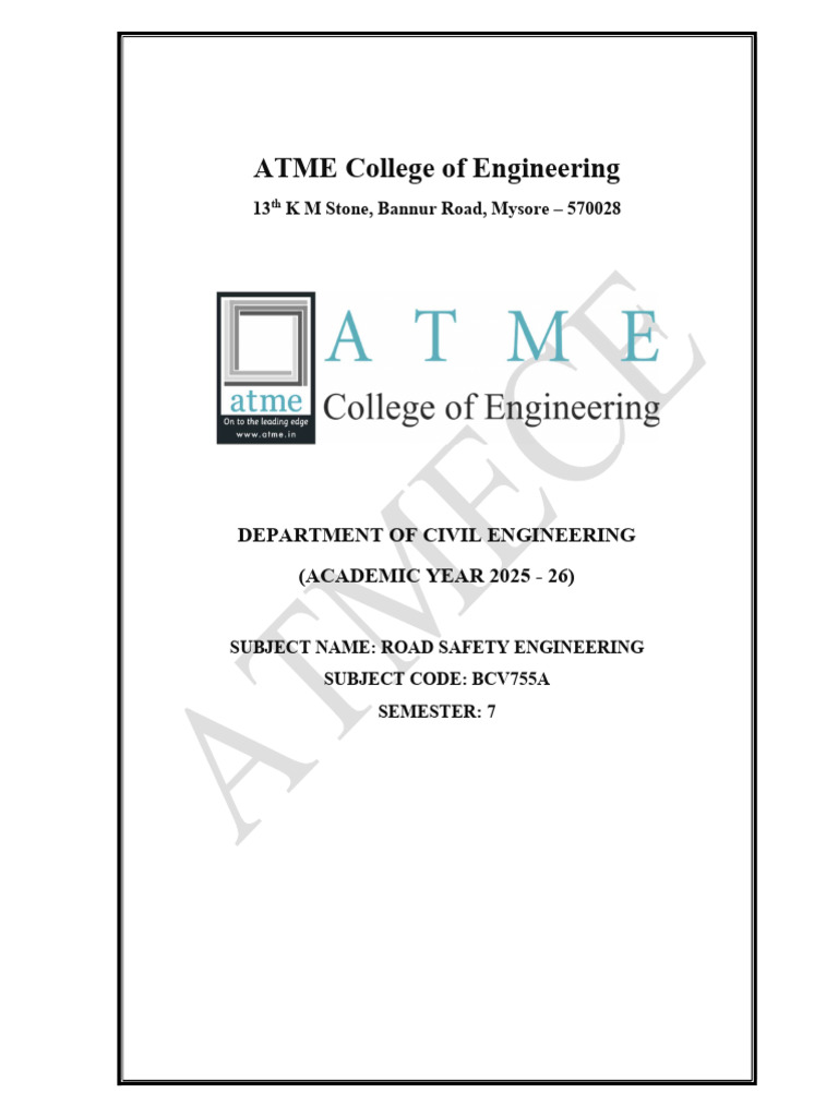 Road Safety Engineering Course Overview | PDF | Traffic Collision | Road Traffic Safety