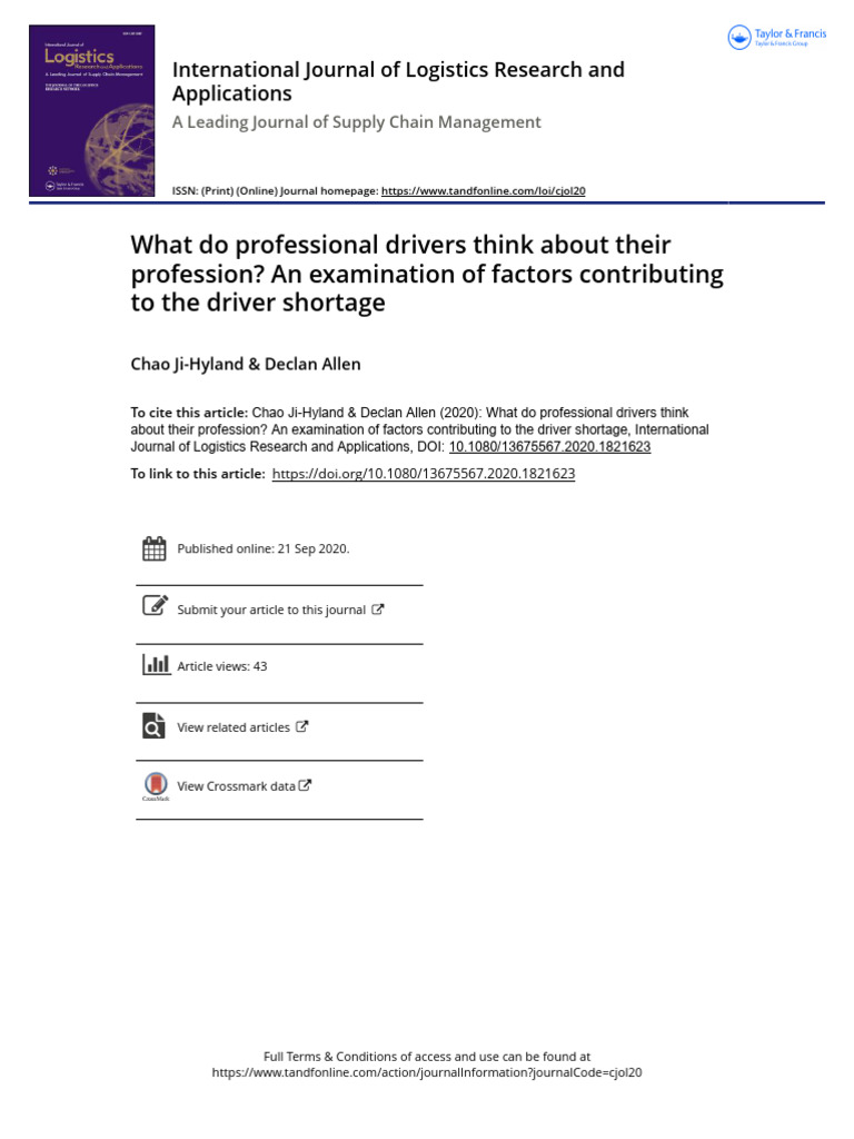 What Do Professional Drivers Think About Their | PDF | Job Satisfaction ...