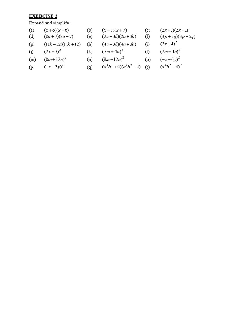 Algebraic Expressions Multiplication of Binomials, FOIL Method Ex 3 | PDF