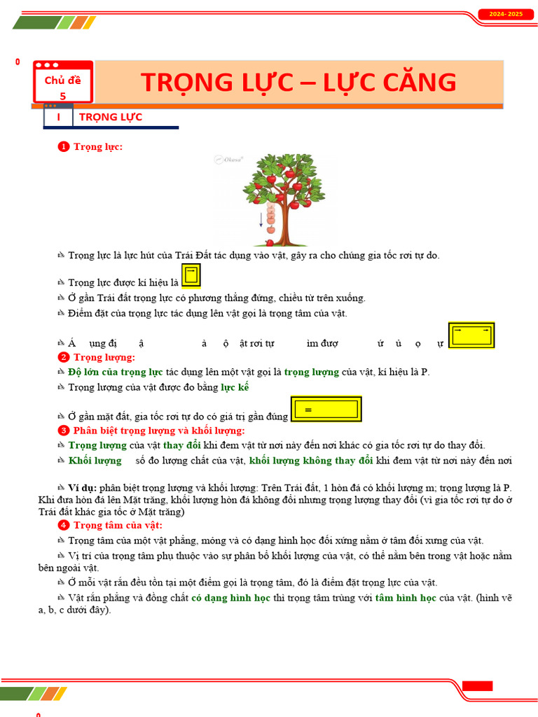 Chủ Đề 5 Trọng Lực Và Lực Căng-1 | PDF