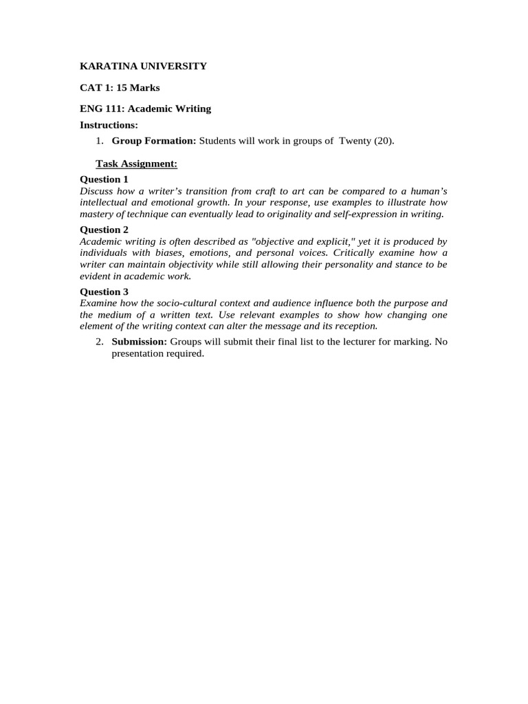 Academic Writing Assignment Guide | PDF