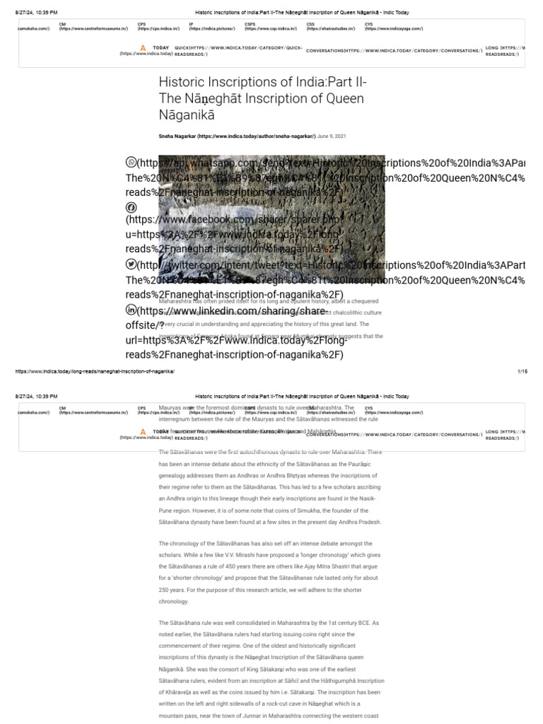 Historic Inscriptions of India_Part II-The Nāṇeghāt Inscription of ...