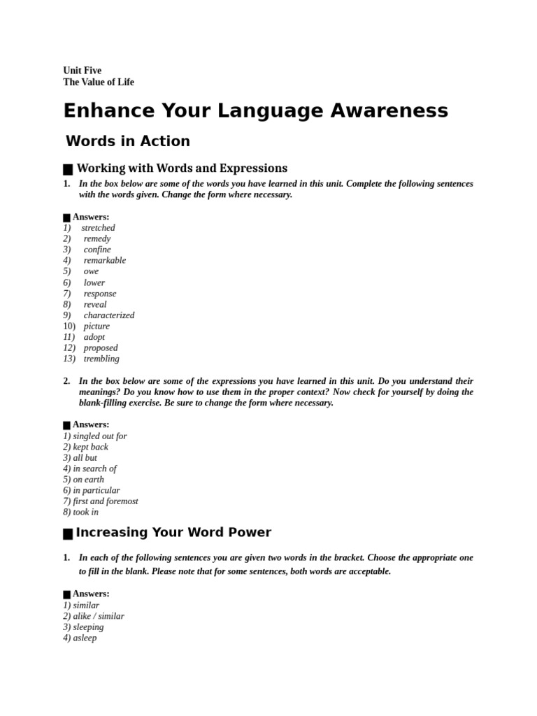 Key To Some Exercises - U5 | PDF | Grammatical Tense | Grammar