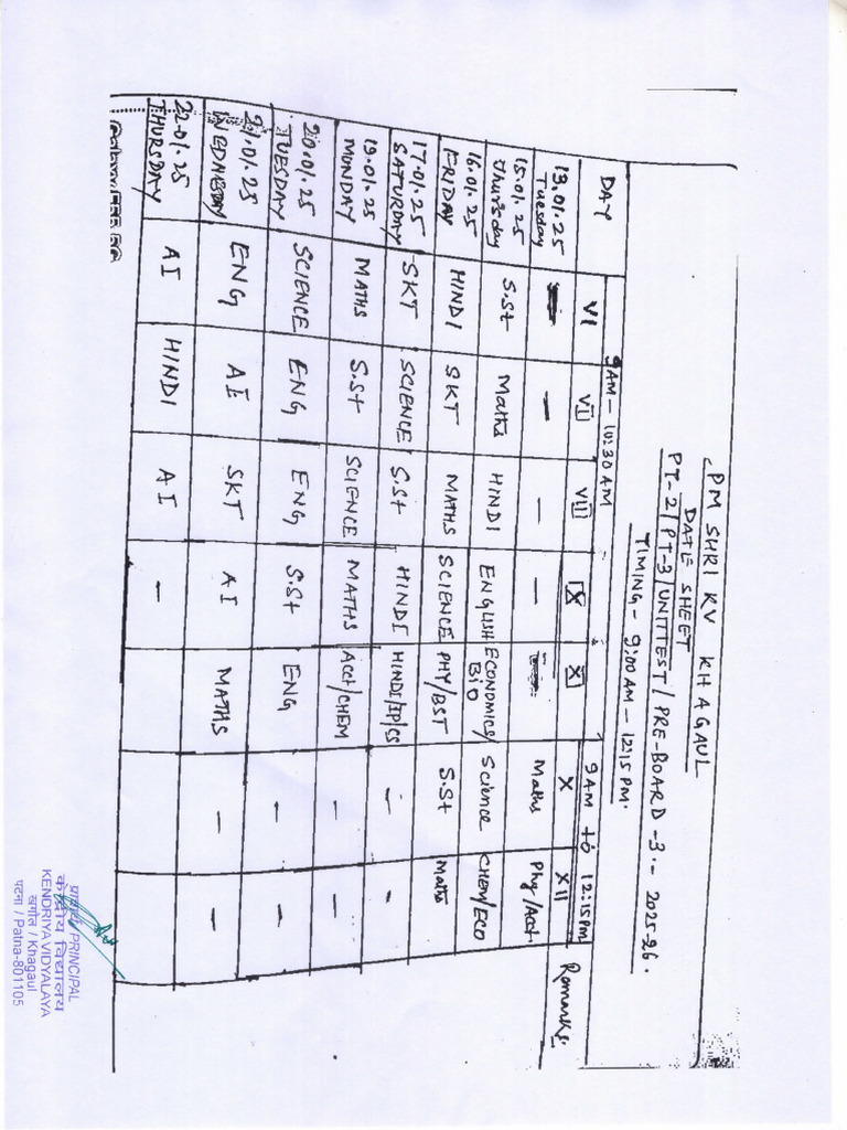 Secondary Time Table | PDF
