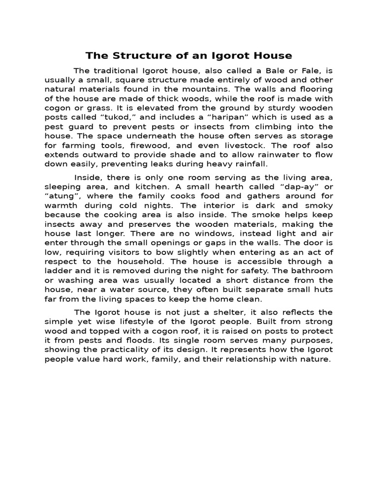 Traditional Igorot House Structure | PDF