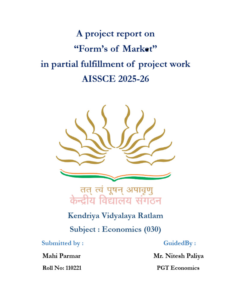 Forms of Market: Project Report | PDF
