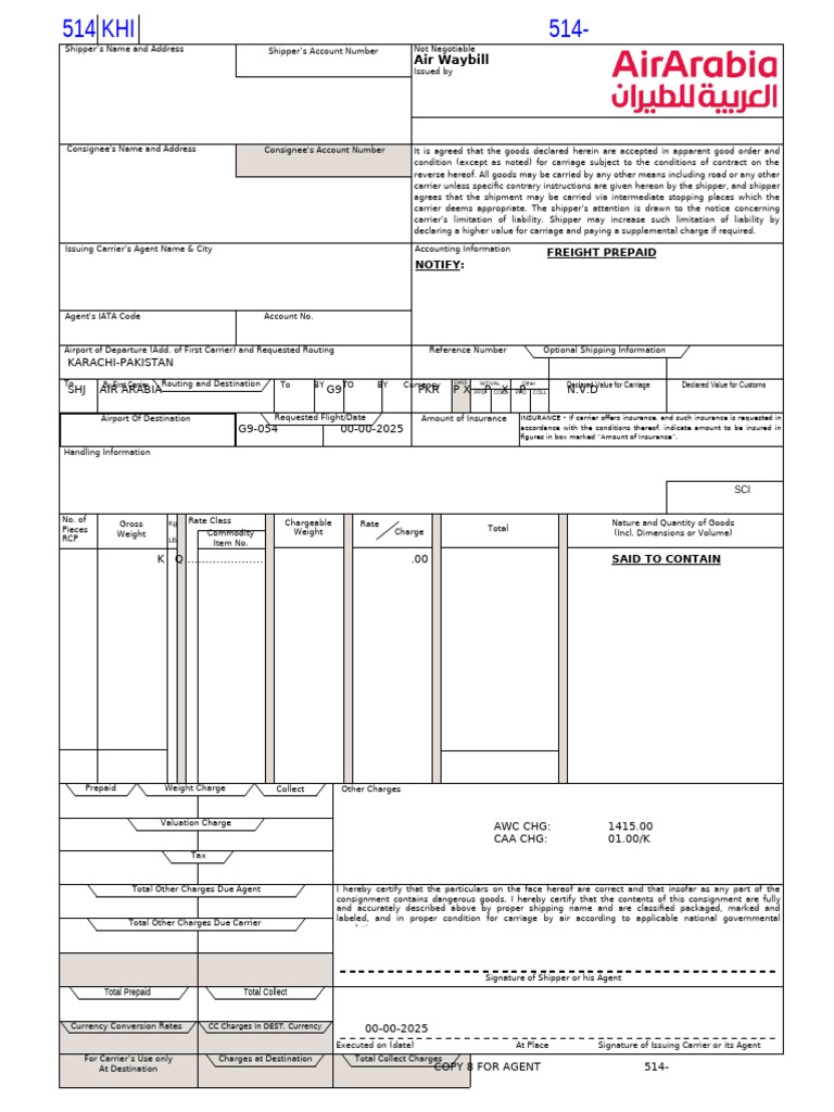 AWB Template | PDF