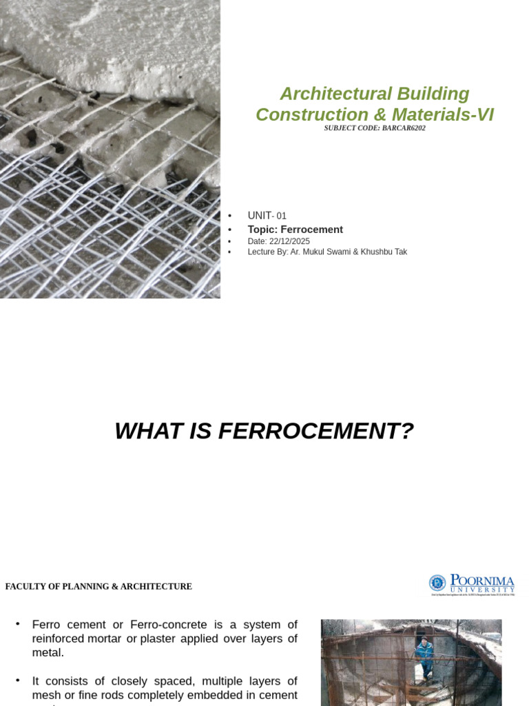 lecture01_Ferrocement | PDF | Concrete | Cement