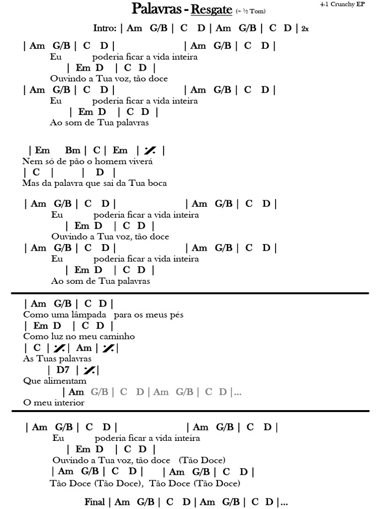 Palavras - Resgate (+ ½ Tom) | PDF