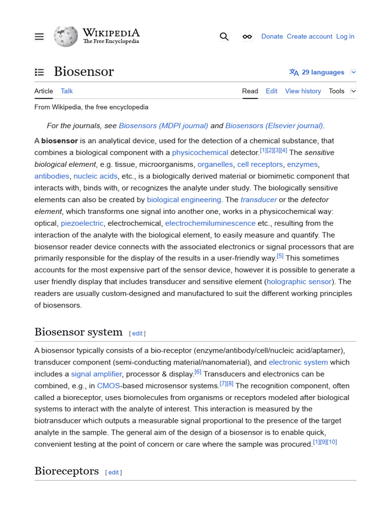 Biosensor#Biosensor MOSFET (BioFET) ... | PDF | Biosensor | Biochemistry