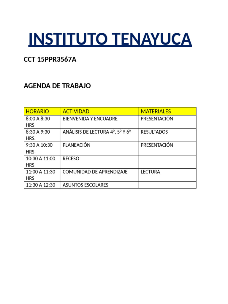 Instituto Tenayuca | PDF