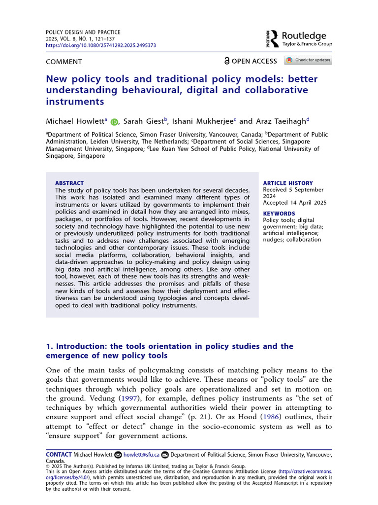 New Policy Tools in Governance | PDF | Policy | Artificial Intelligence