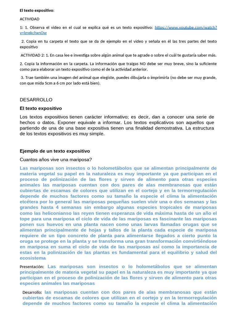Guía para Escribir Textos Expositivos | PDF | Lepidópteros