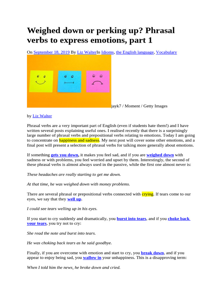 Emotional Phrasal Verbs Explained | PDF | English Language
