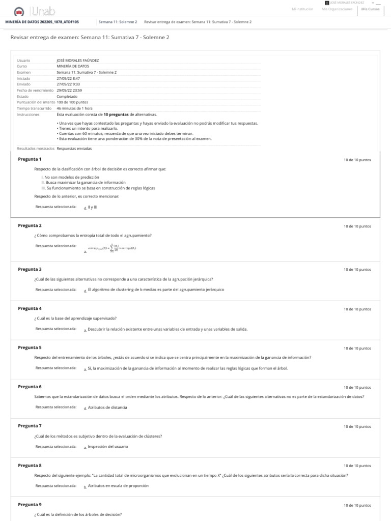 Semana 11 Sumativa 7 Solemne 2 Mineria de Datos.pdf (1) | PDF | Informática | Ingeniería de software