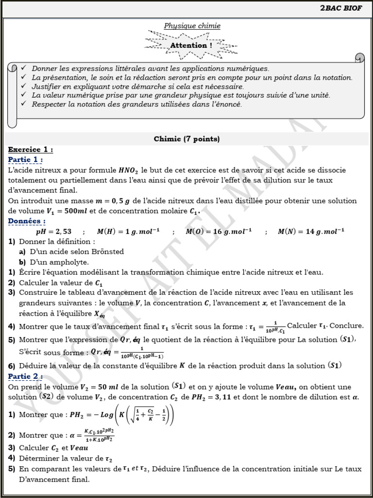 Dissociation de l'acide nitreux en solution | PDF | Noyau atomique ...