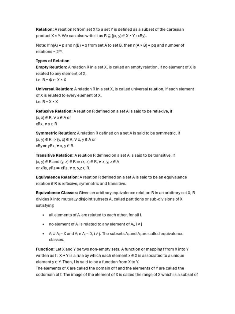 Types of Relations and Functions Explained | PDF | Function ...