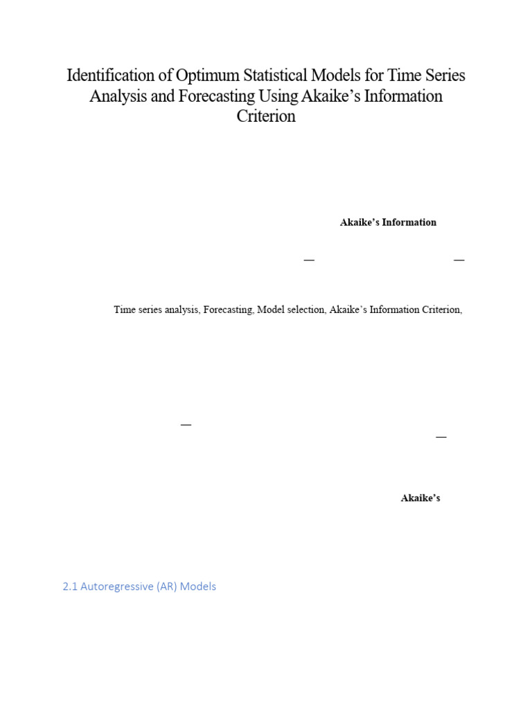 Optimal Time Series Models via AIC | PDF | Autoregressive Integrated ...