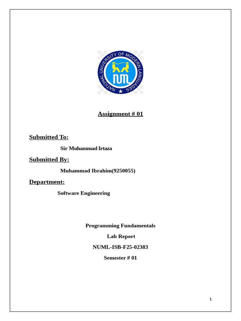 Programming Fundamentals Lab Reportyglu | PDF | Parameter (Computer Programming) | Namespace
