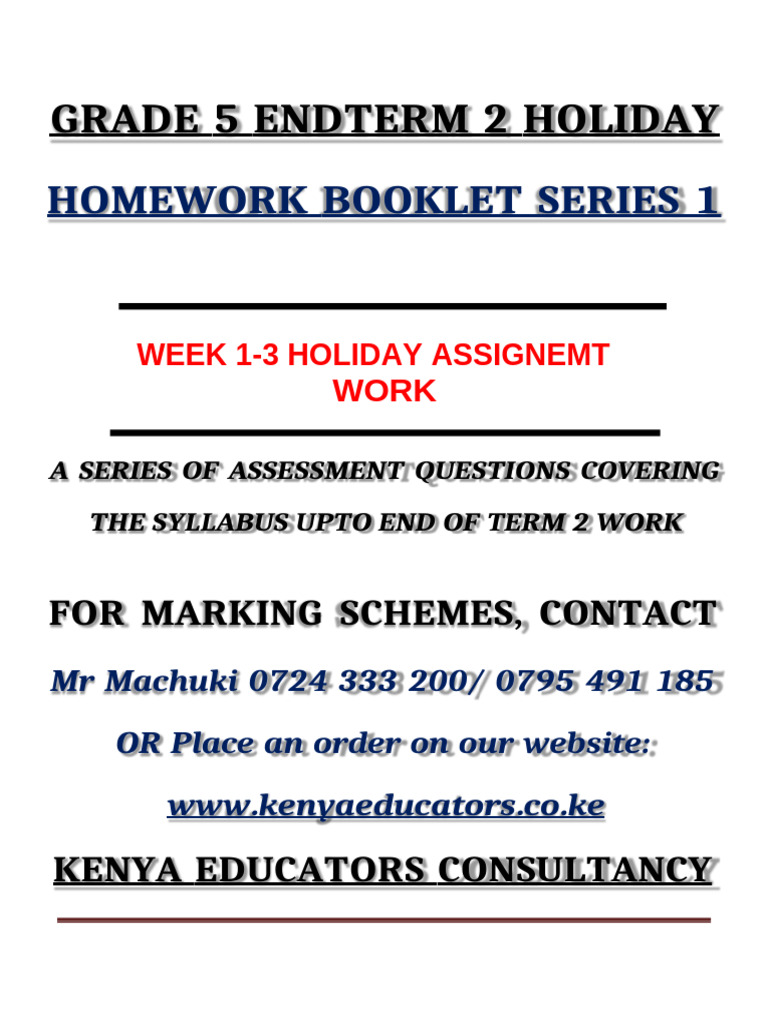 Grade 5 Holiday Homework Booklet | PDF | Soil | Drawing