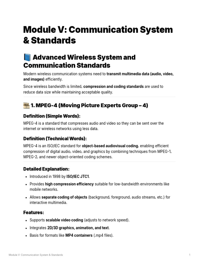 Wireless Communication Standards Overview | PDF | Data Compression | Mp3
