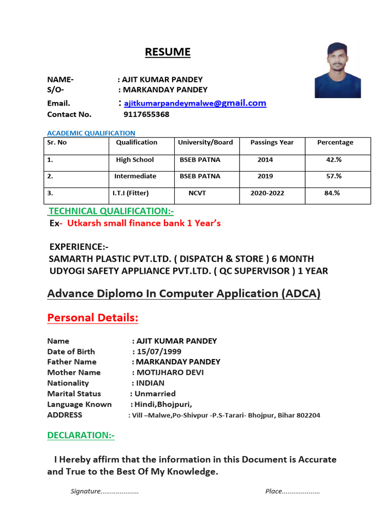 Ajit Kumar Pandey Resume Overview | PDF