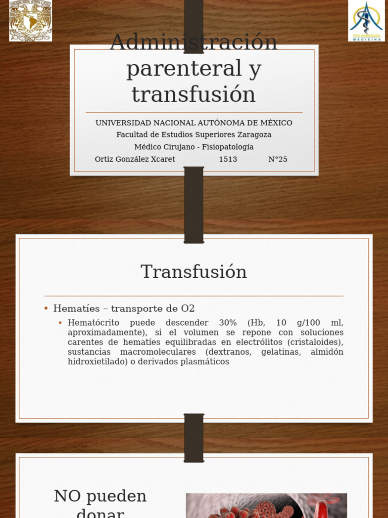 Administración parenteral y transfusión | PDF