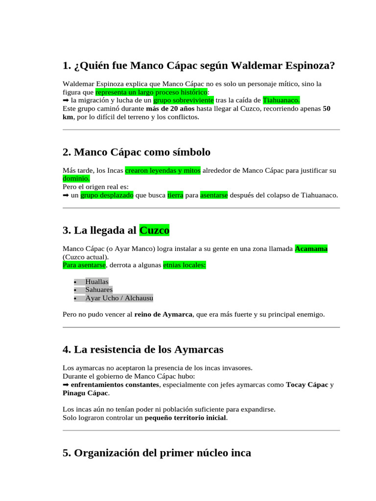 manco capac y chancas | PDF | Imperio Inca | Andes