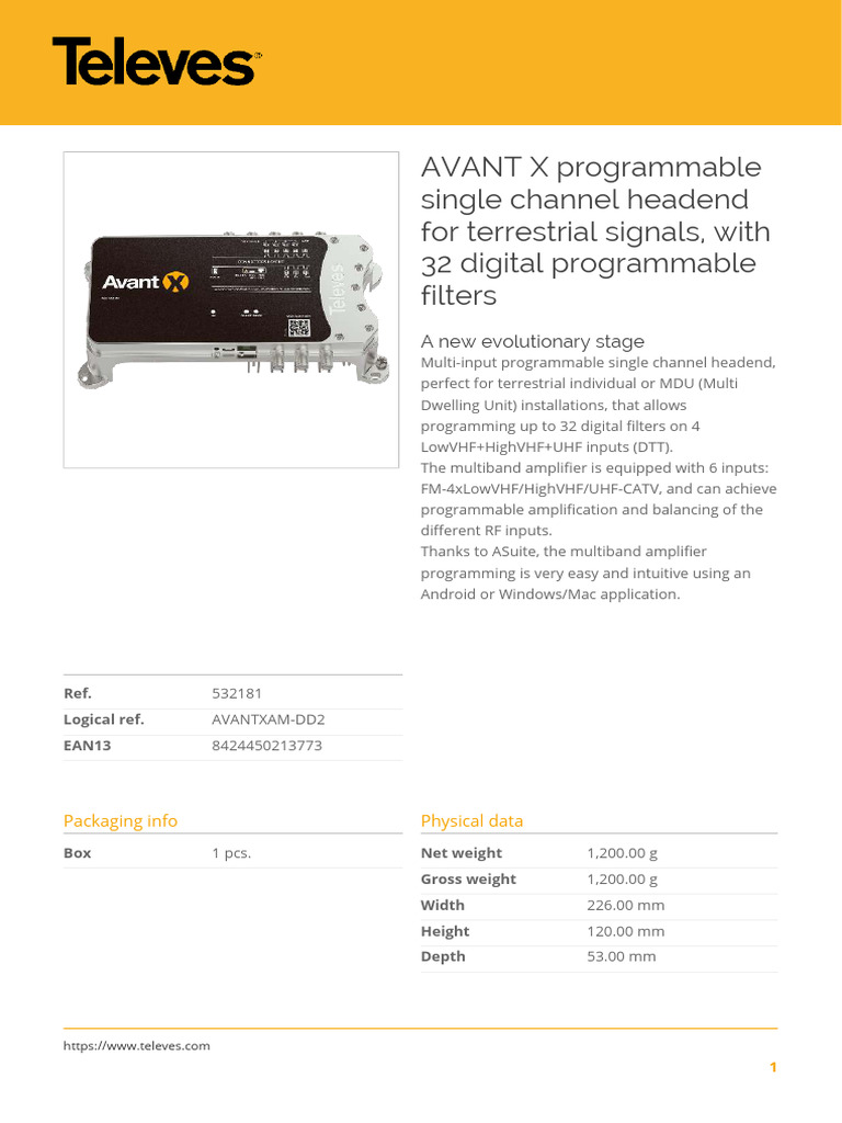 Avant X: Programmable TV Headend | PDF | Cable Television ...