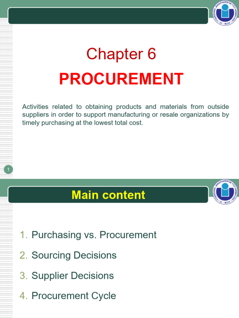 (For Ref) Chapter 6 - Procurement | PDF | Procurement | Supply Chain