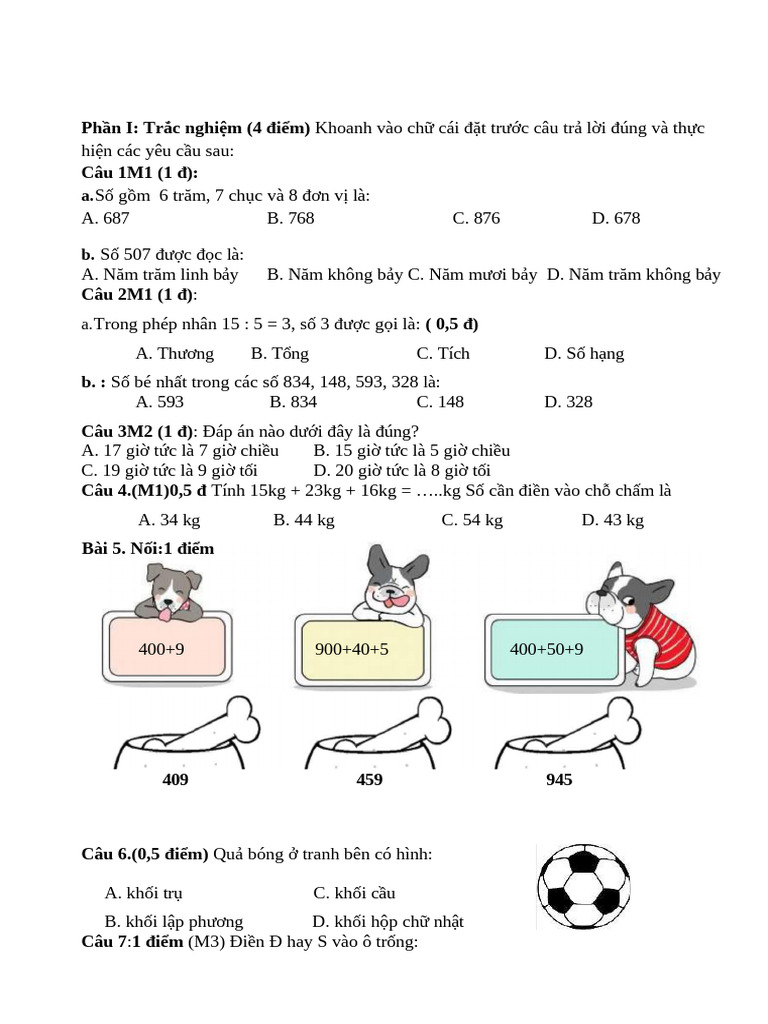 De Thi Hoc Ki 2 Mon Toan Lop 2 CD de 1 Trang 1 Đã Gộp | PDF