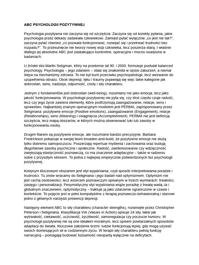 Kurs Psychologia Pozytywna | PDF