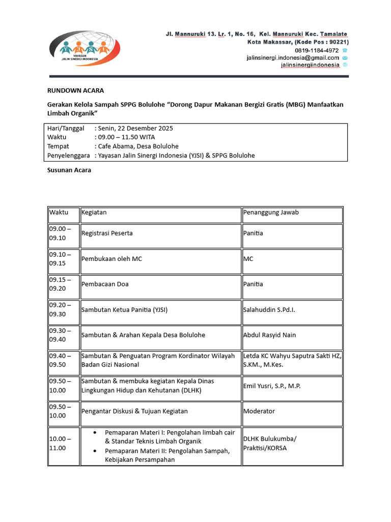 Rundown Acara | PDF
