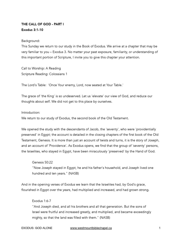 the_call_of_god | PDF | Book Of Exodus | Moses