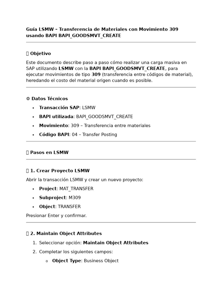 Lsmw-bapi Goodsmvt Create | PDF | Informática