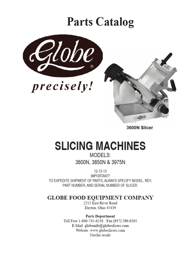 Globe Slicer Parts Catalog 3600N, 3850N, 3975N | PDF | Screw | Knife