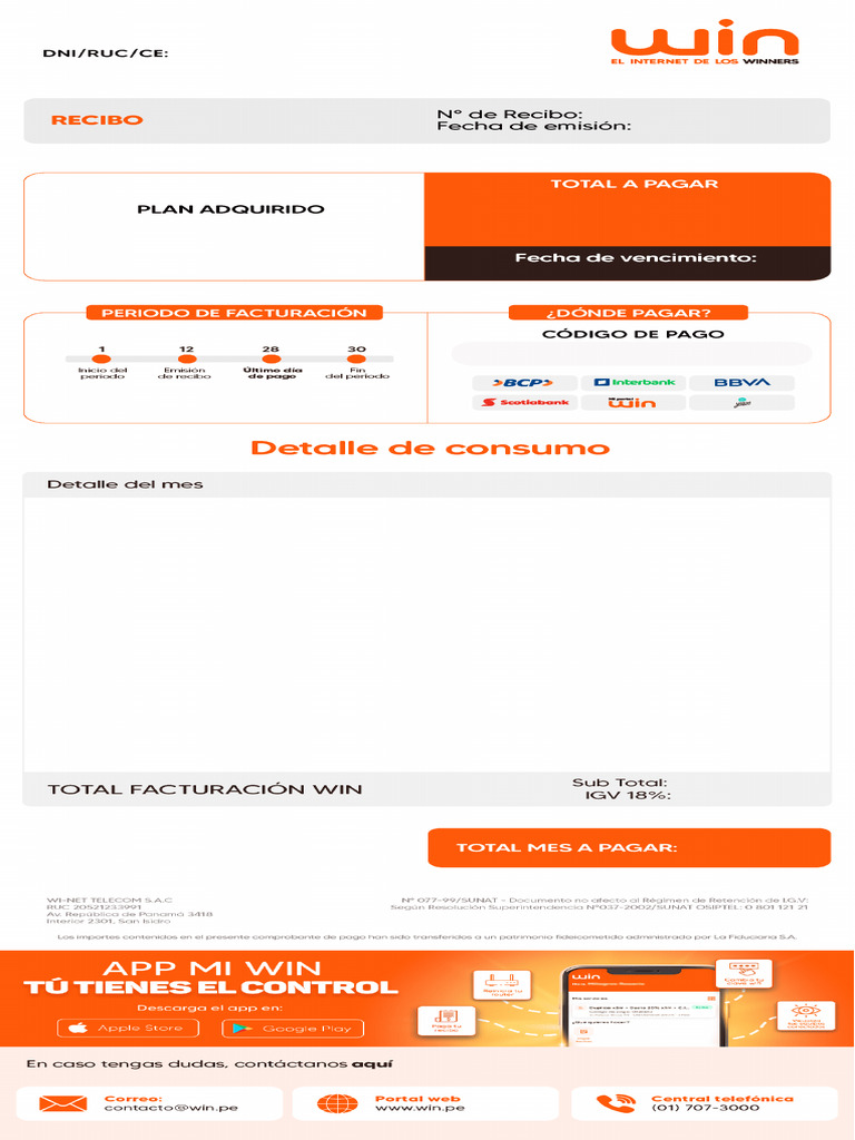 Recibo de Internet Tito Ysaac Lazo Rios | PDF