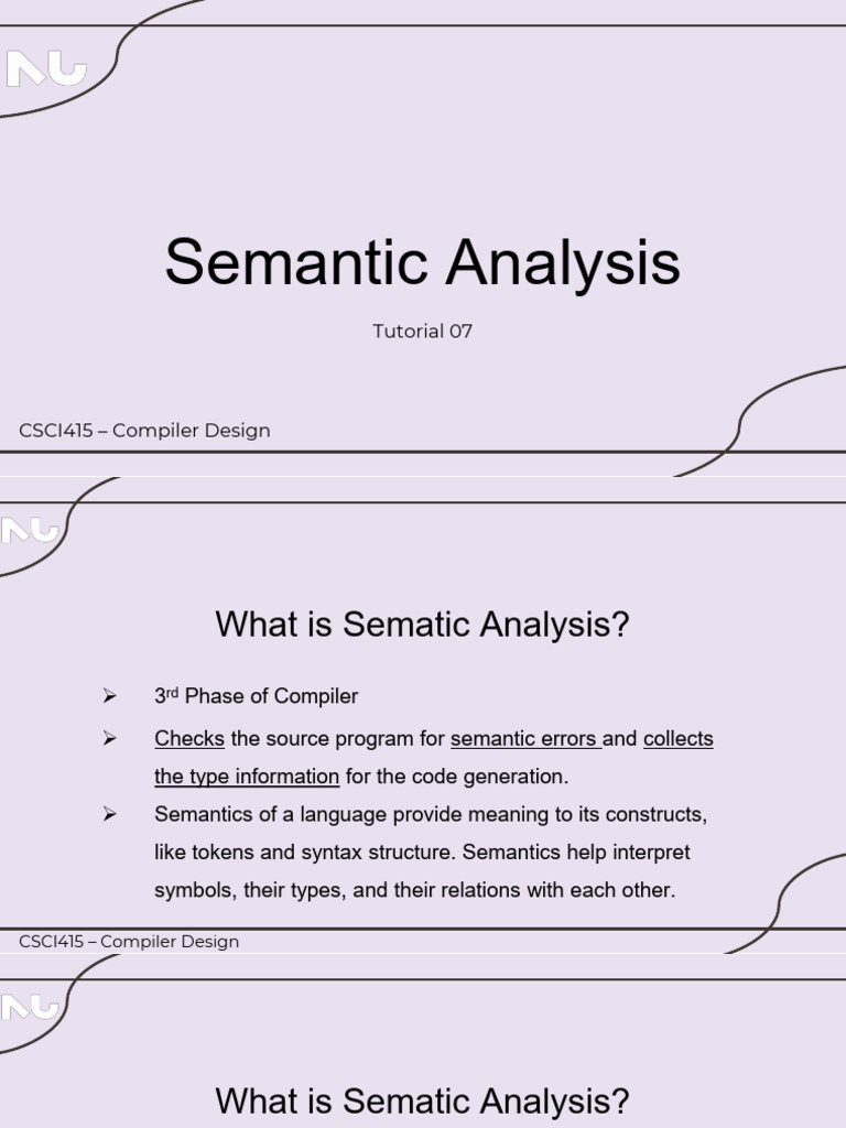 Compiler Tutorial 7 (No TAsk Added) | PDF | Compiler | Semantics