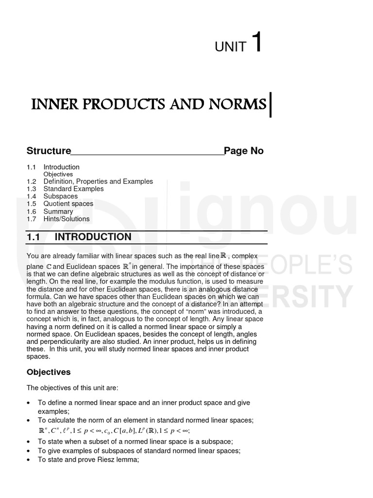 Inner Products and Normed Spaces Overview | PDF | Norm (Mathematics ...