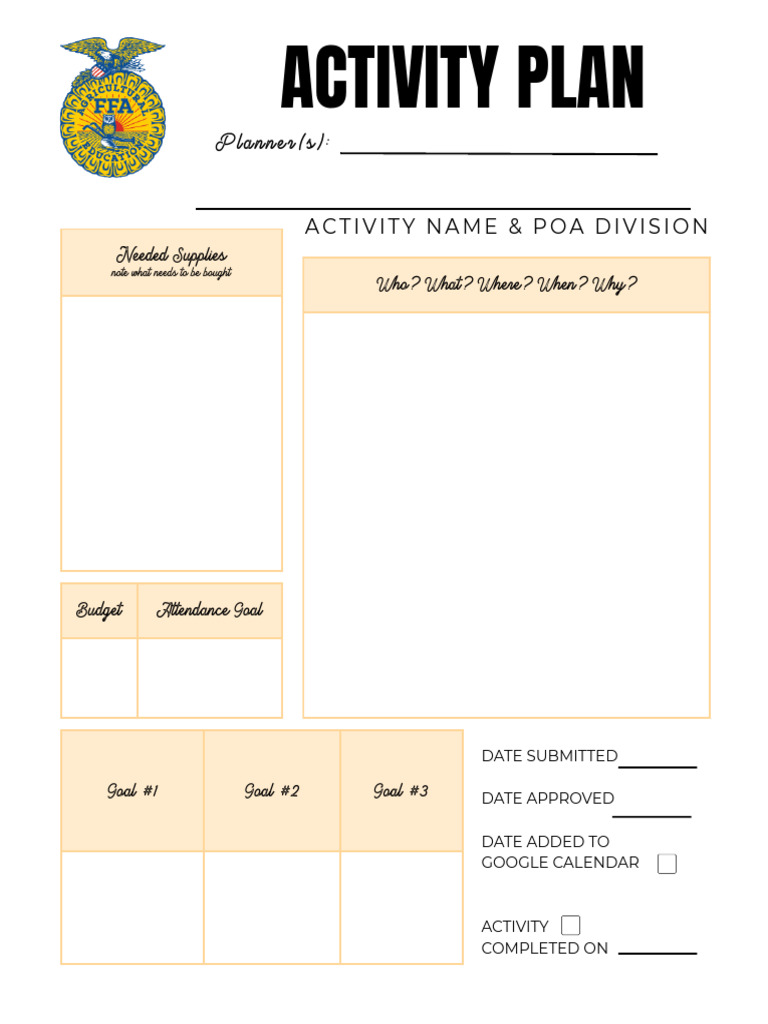 Activity Plan Wkst | PDF