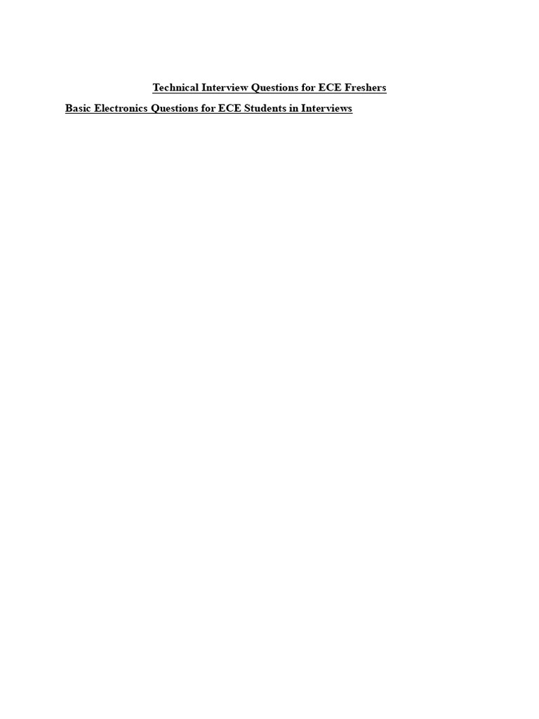 Basic Electronics Interview Questions For ECE Freshers | PDF | Channel ...