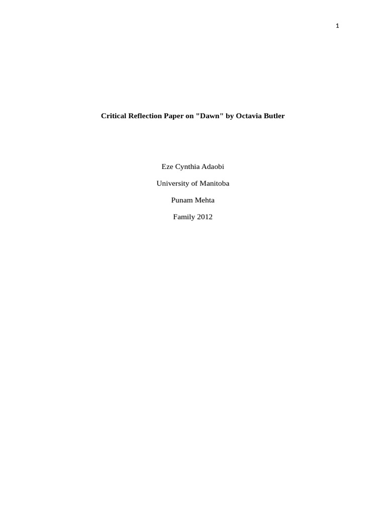 Critical Themes in Octavia Butler's Dawn | PDF | Feminism | Gender Studies