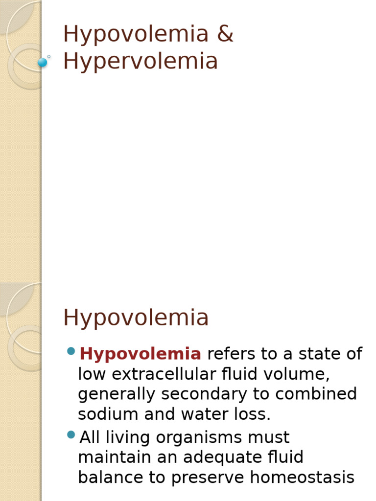 Hypovolemia and Hypervolemia Explained | PDF | Edema | Heart