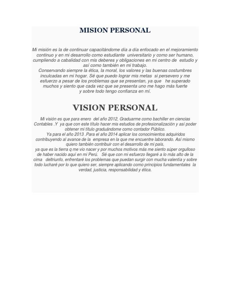 Mision Personal | PDF | Teorías filosóficas | Science