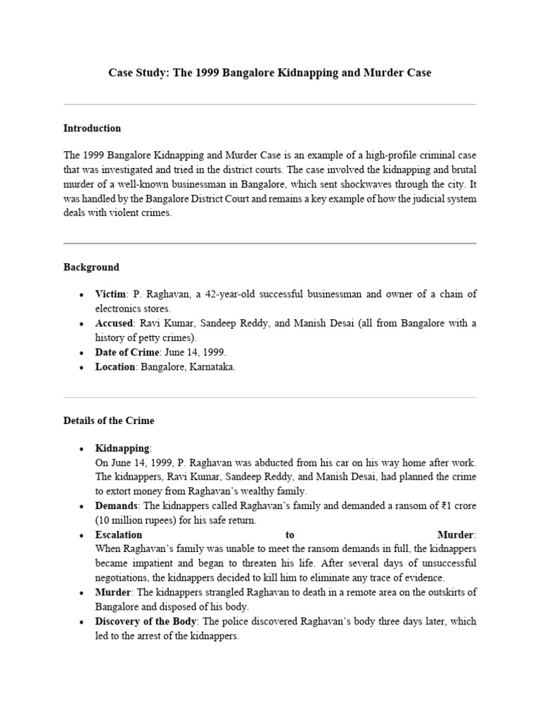 Criminal Case Study 4 | PDF | Kidnapping | Witness