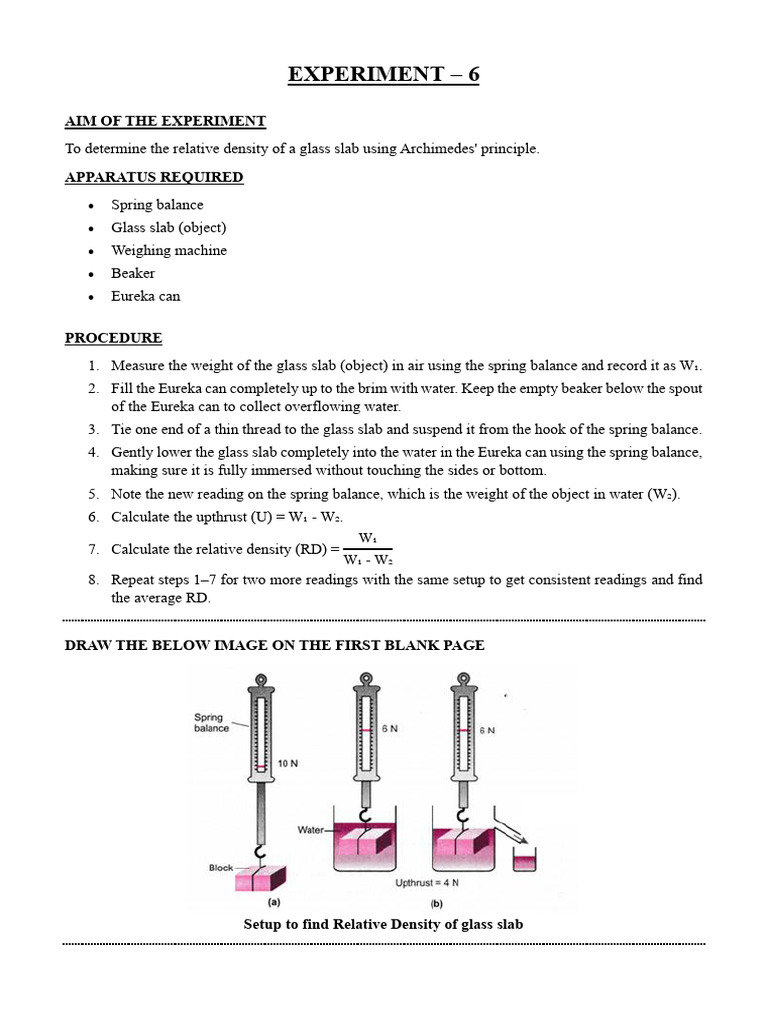Measure Glass Slab Density Experiment | PDF | Buoyancy | Density